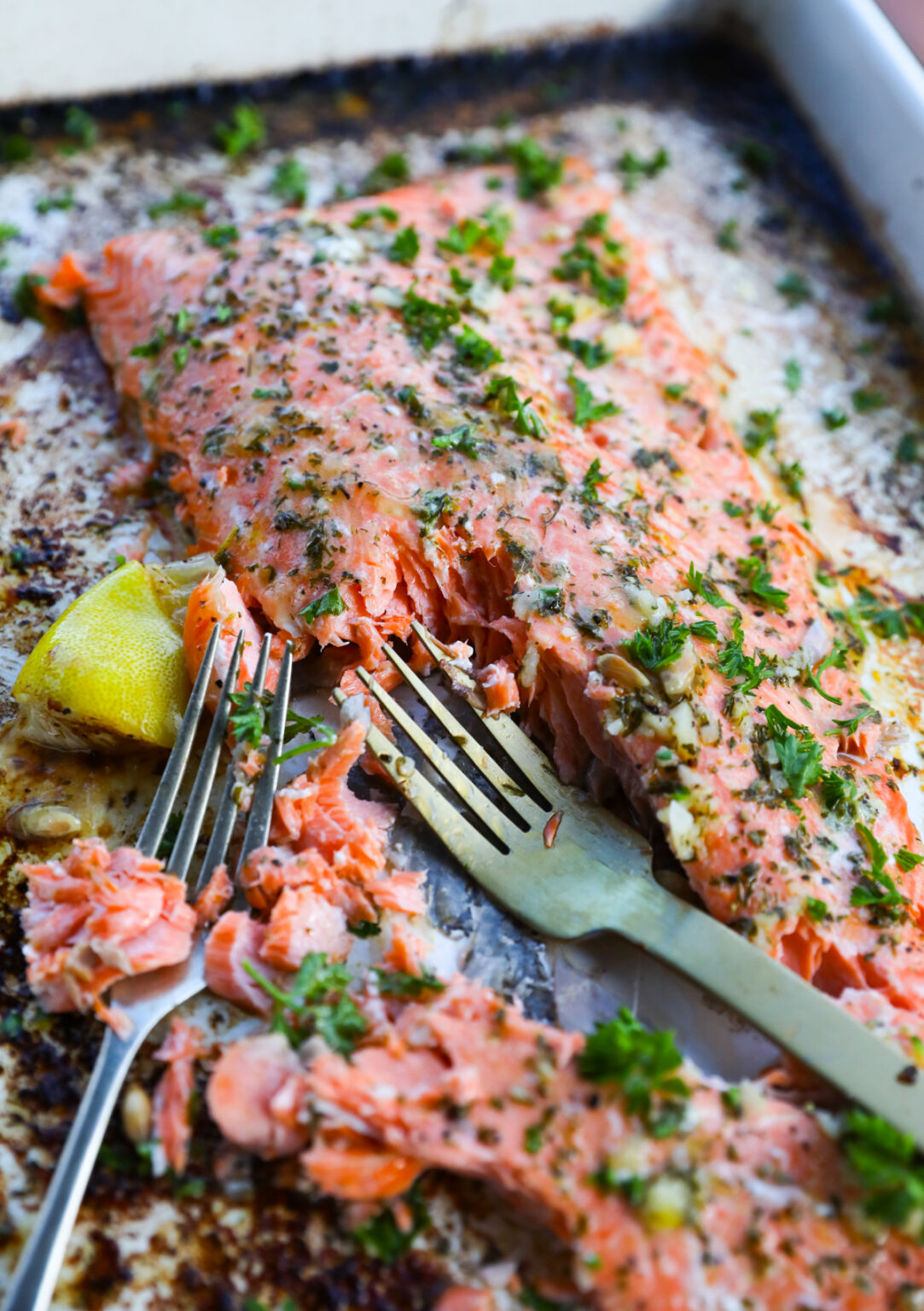 Healthy Baked Trout Fillet Recipe with Lemon Butter Garlic Sauce - Just ...