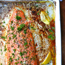 Healthy Baked Trout Fillet Recipe with Lemon Butter Garlic Sauce - Just ...