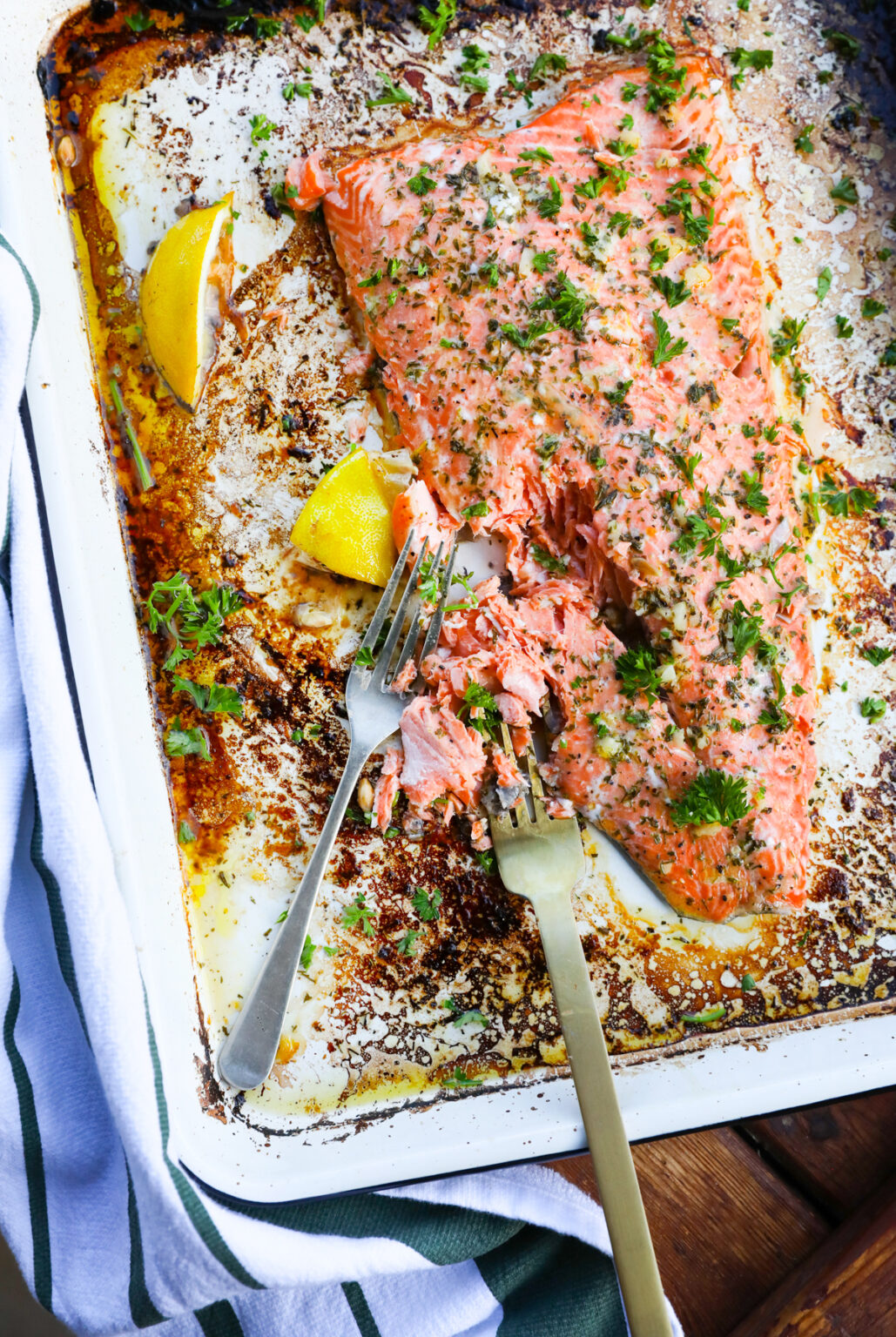 Healthy Baked Trout Fillet Recipe with Lemon Butter Garlic Sauce - Just ...