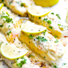 Baked Hake with Creamy Lemon Sauce - Just Easy Recipes