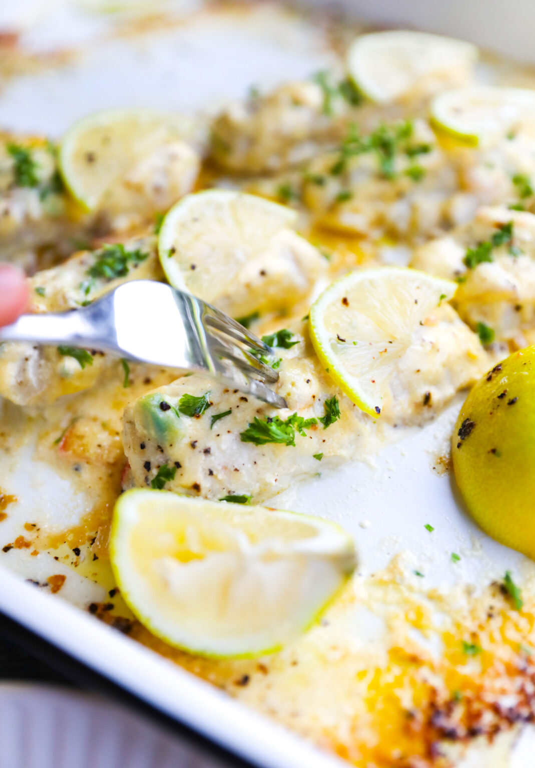 Baked Hake with Creamy Lemon Sauce - Just Easy Recipes